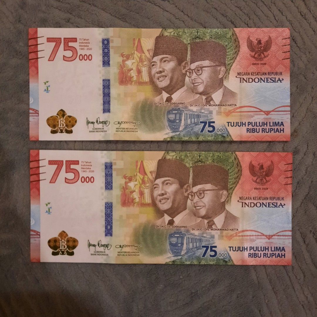 Uang seri unik pecahan 75.000, Antik, Uang Lama di Carousell
