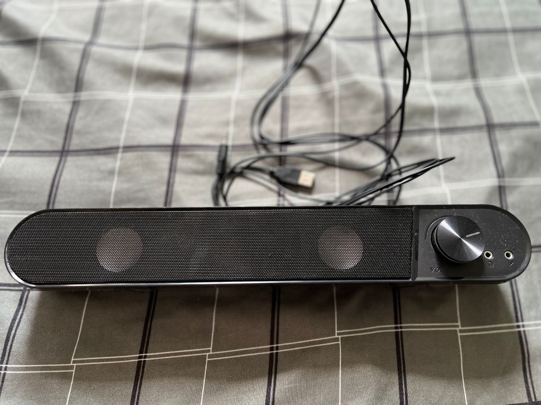 USB Sound Bar Speaker Portable Wired Computer Desktop Plug Play TV ...