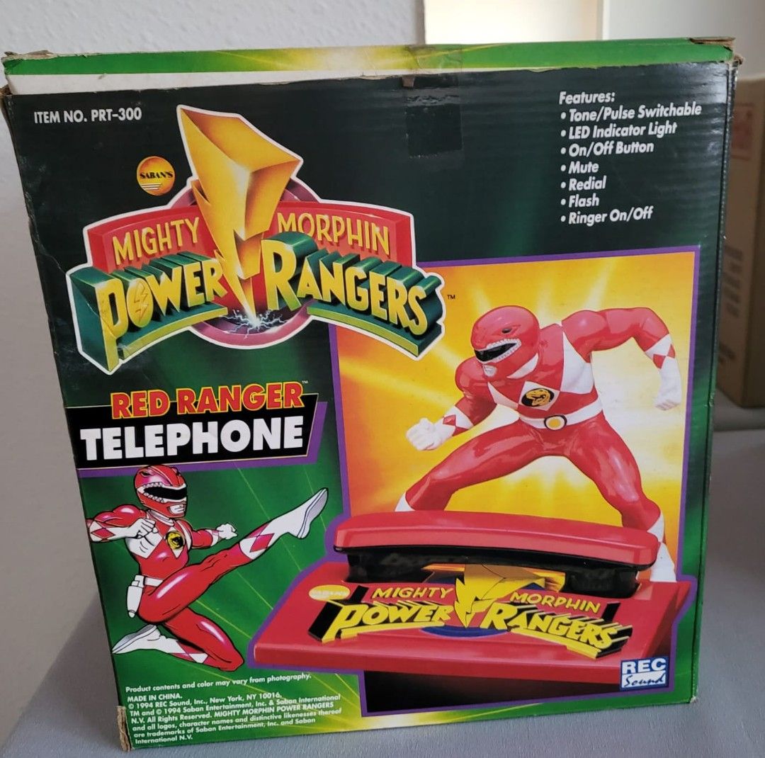 Vintage 1994 Power Ranger Mighty Morphin Red Ranger Telephone, Hobbies ...