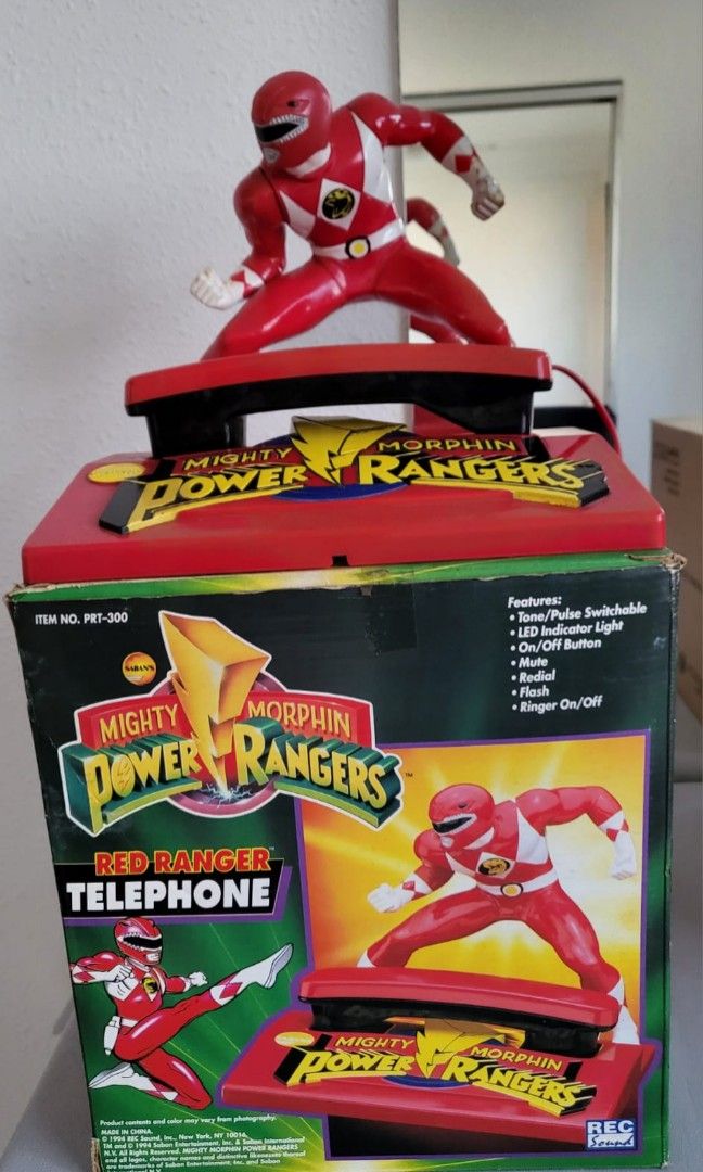 Vintage 1994 Power Ranger Mighty Morphin Red Ranger Telephone, Hobbies ...