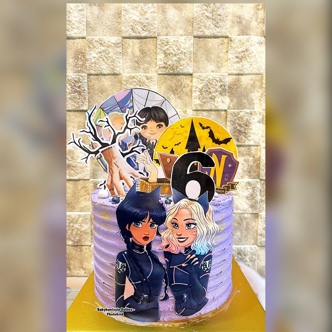 Wednesday Addams Cake, Food & Drinks, Homemade Bakes on Carousell