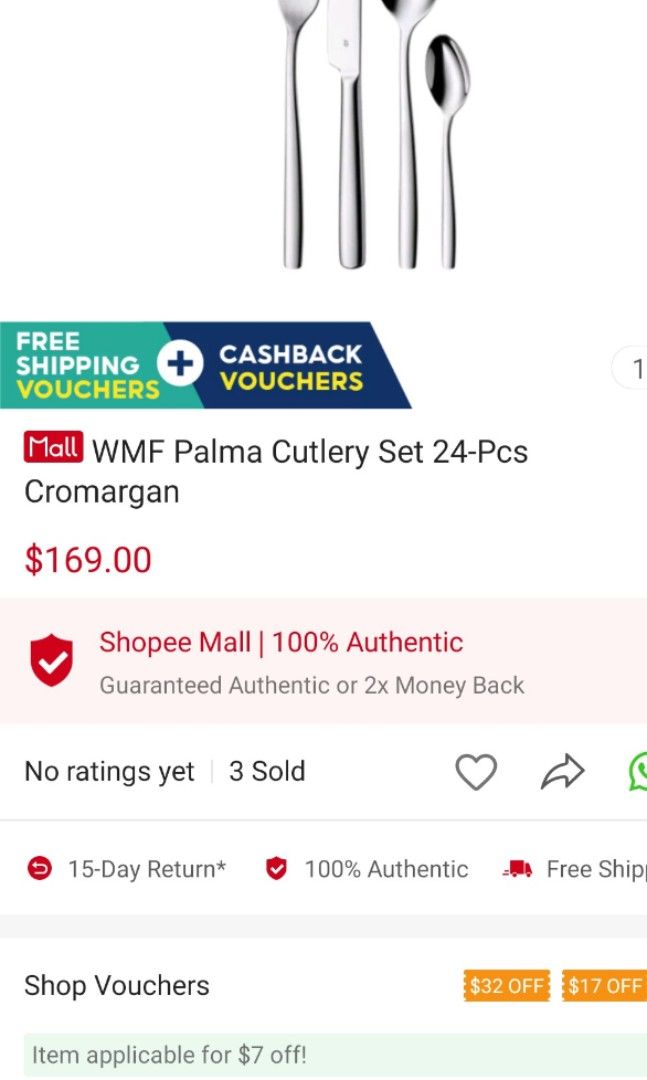 WMF Cutlery 24 pcs Cromargan 18/10 Stainless Steel, Furniture & Home ...