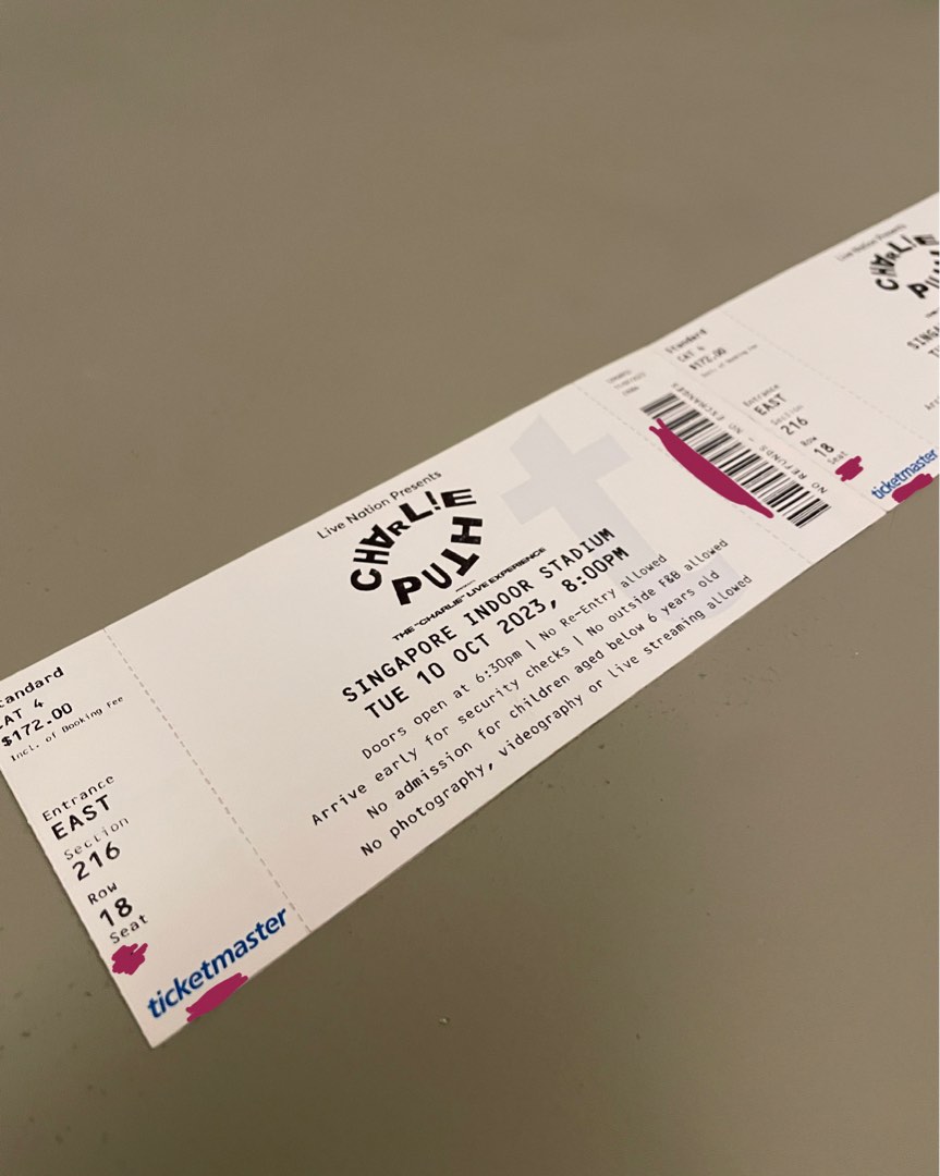 2 x Charlie Puth Physical Tickets, Tickets & Vouchers, Event Tickets on ...