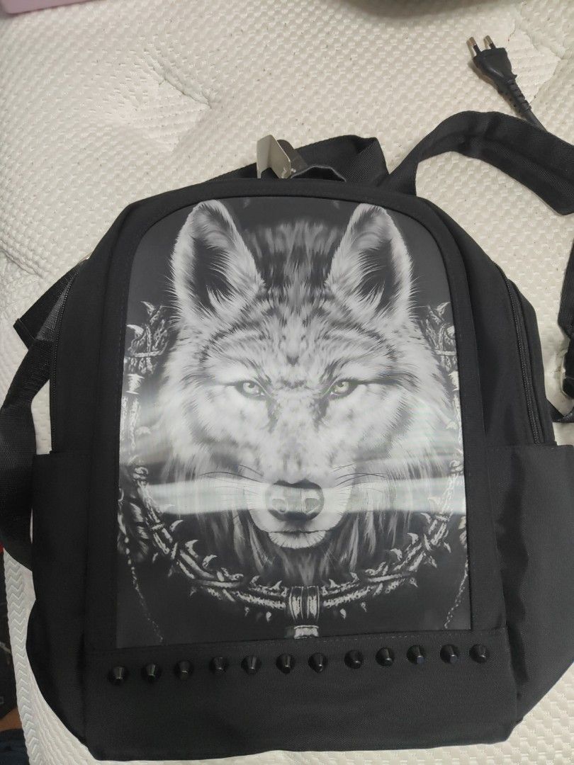3D wolf Backpack, Men's Fashion, Bags, Backpacks on Carousell