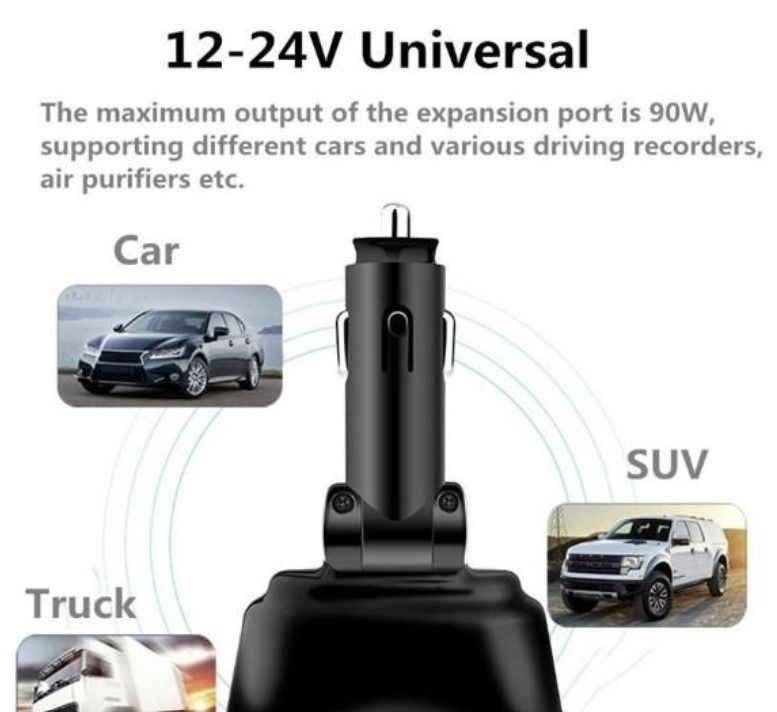 4 Devices in 1 Fast Charger USB Car Charger with Voltage Monitoring ...