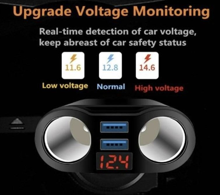 4 Devices in 1 Fast Charger USB Car Charger with Voltage Monitoring ...