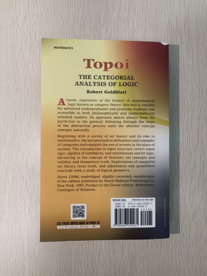 平價出售 | 數學系列 」Topoi：The categorical analysis of logic, 興趣及遊戲, 書本 & 文具 ...