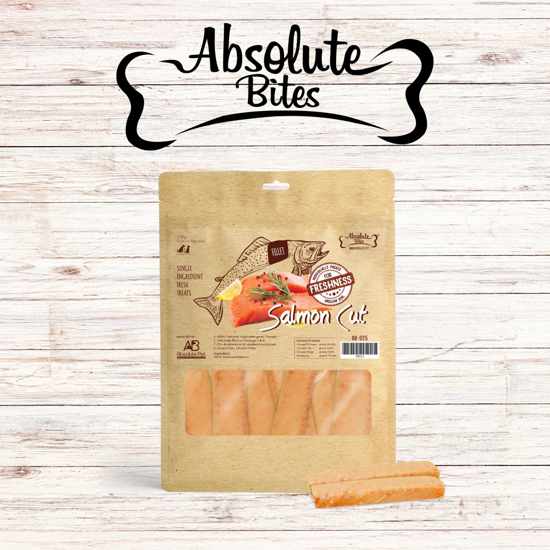 Absolute Bites Salmon Cut Dog and Cat Treats 240g, Pet Supplies, Pet ...