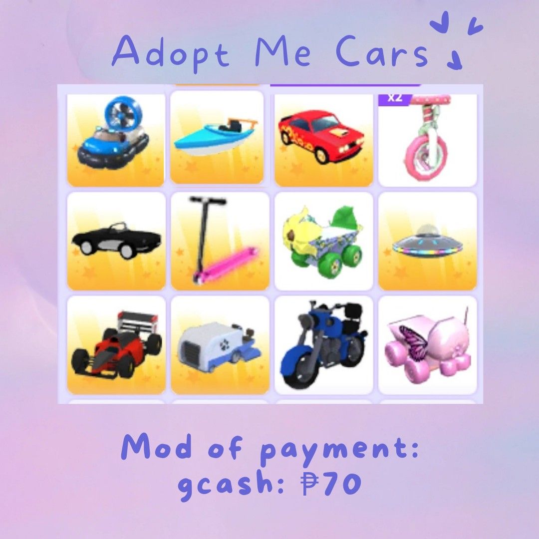 ADOPT Me Vehicles and stroller Bundle ( RUSH ), Hobbies & Toys, Toys ...
