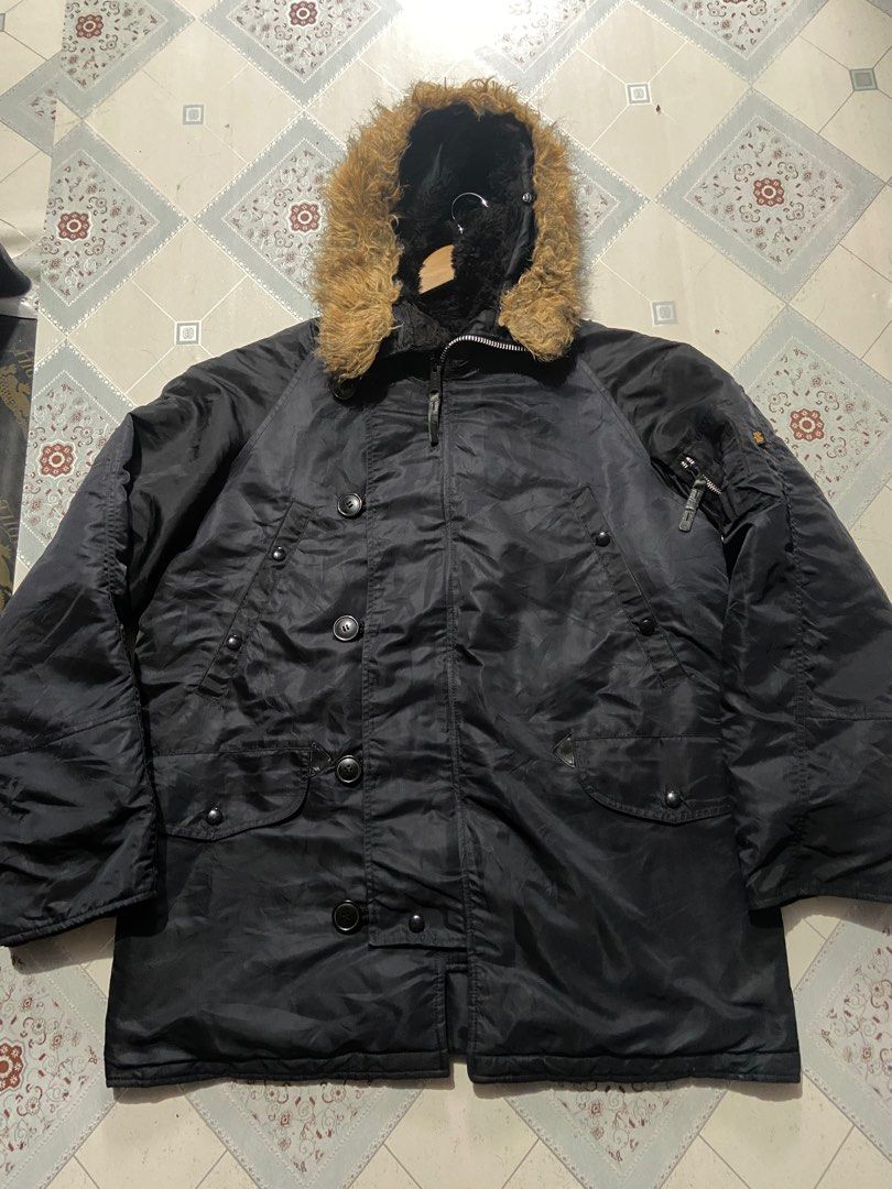 Alpha Industries N-3B Parka Extreme Cold Weather Black, Men's Fashion ...
