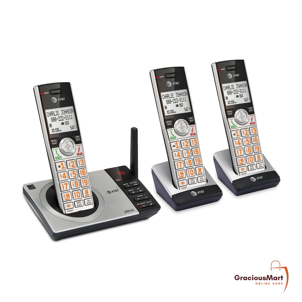 AT&T DECT 6.0 Expandable Cordless Phone with Answering System, Silver ...