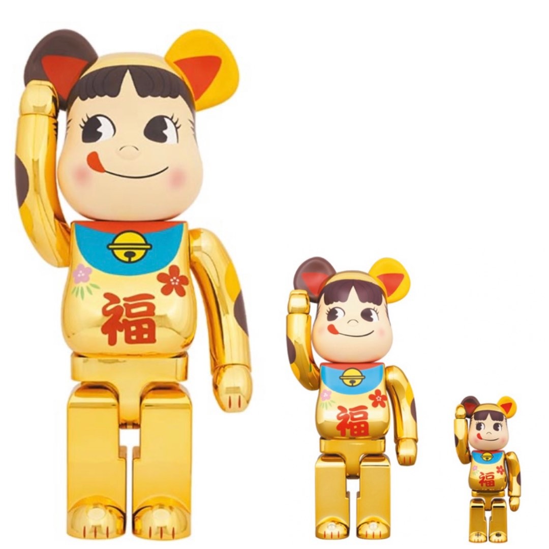 Bearbrick Manekineko Peko Chan Fortune Gold Plating 1000%, Hobbies ...