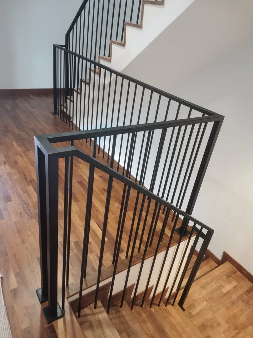 Black powder coated steel railing, Furniture & Home Living, Home Decor ...