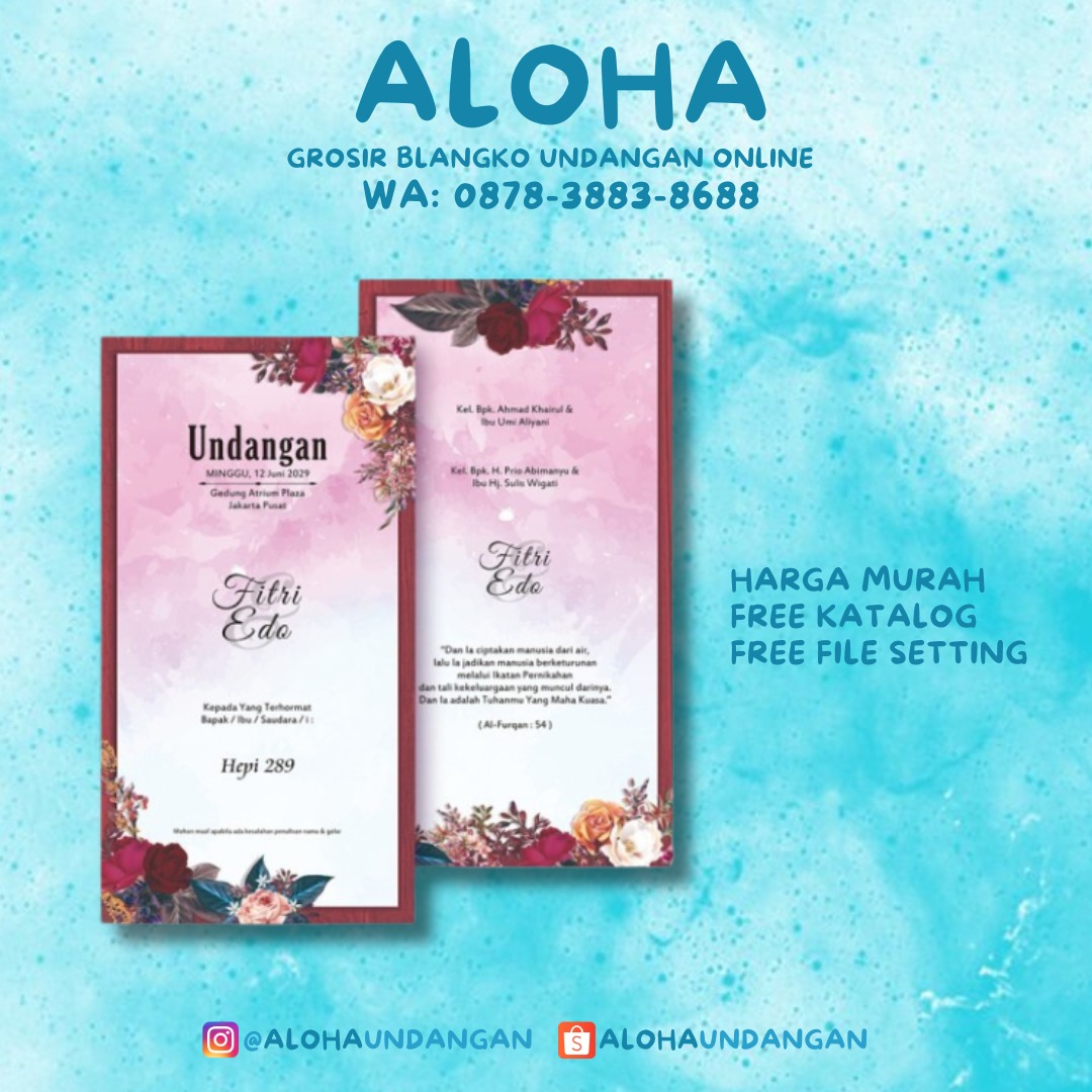 BLANGKO UNDANGAN NIKAH HEPI 289 BEKASI TIMUR 087838838688 ALOHA ...