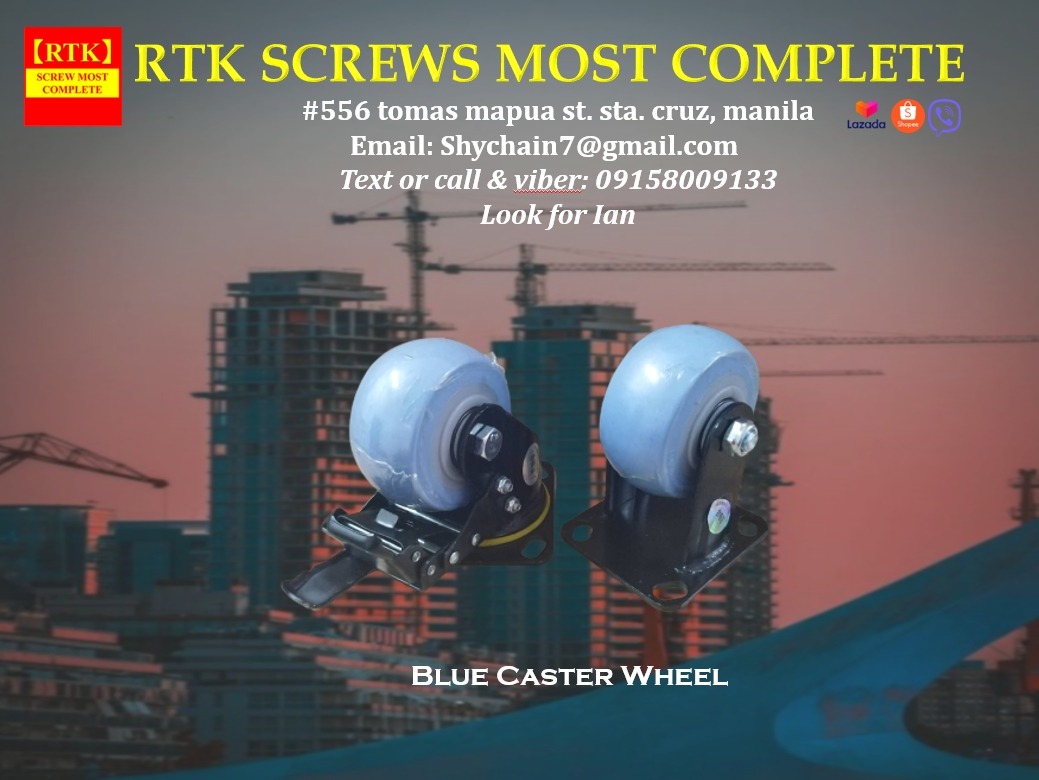 Blue Caster Wheel 5" (flat brake), Commercial & Industrial ...