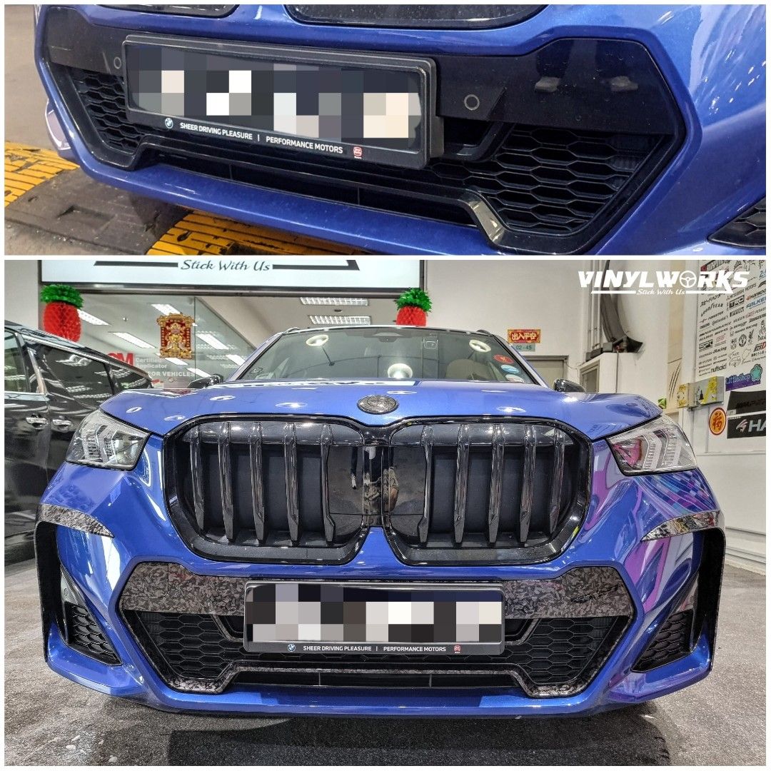 BMW X1 Trims wrap with Glossy Forged Carbon Fiber Vinyl Sticker, Car Accessories, Accessories on ...