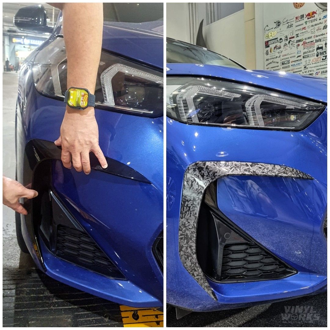 BMW X1 Trims wrap with Glossy Forged Carbon Fiber Vinyl Sticker, Car ...