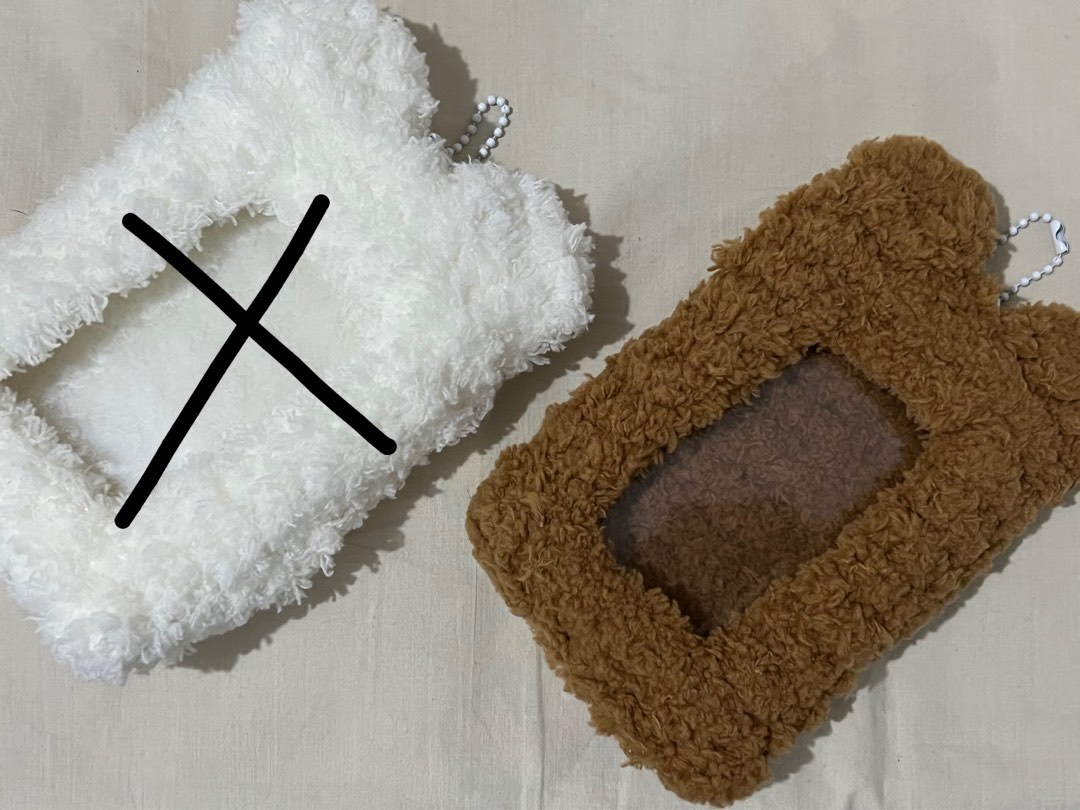 brown bear fluffy pc holder photocard kpop cute crochet plush teddy ...