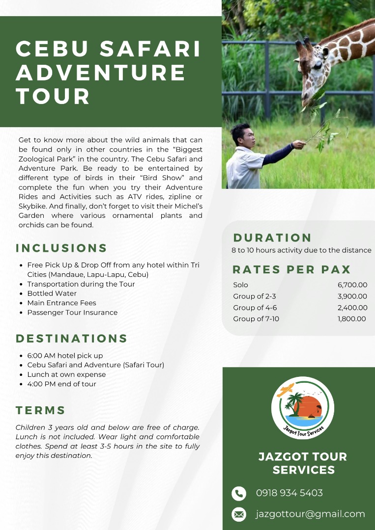 Cebu Safari Adventure (Cebu Tour Activities), Tickets & Vouchers, Local ...