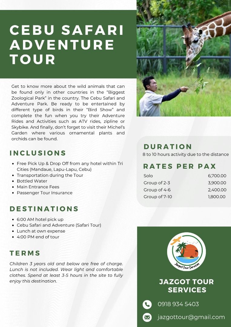 Cebu Safari Adventure (Cebu Tour Activities), Tickets & Vouchers, Local ...
