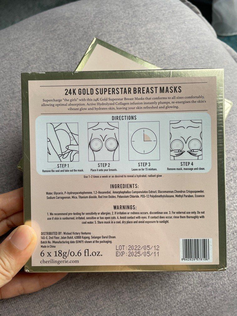 Cheri 24k Gold Collagen Breast Mask, Beauty & Personal Care, Bath ...