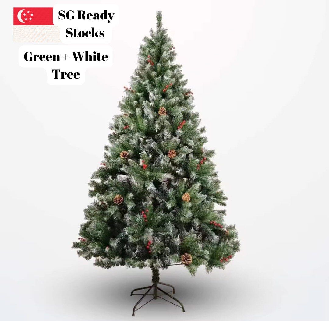 Christmas Tree Premium Snow White Tree With Pines Cones With it as ...