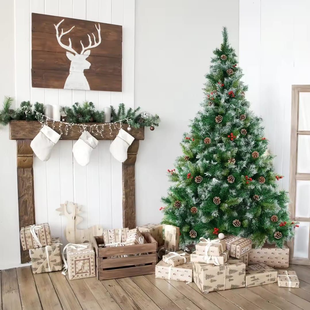 Christmas Tree Premium Snow White Tree With Pines Cones With it as ...