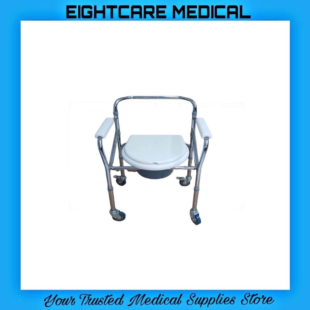 Commode Chair Skeleton Type with Wheels, Health & Nutrition, Medical ...