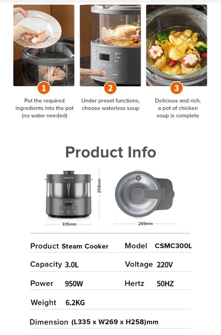 Cornell Steam Multi Cooker, Low Carb Rice Cooker and Waterless Soup ...