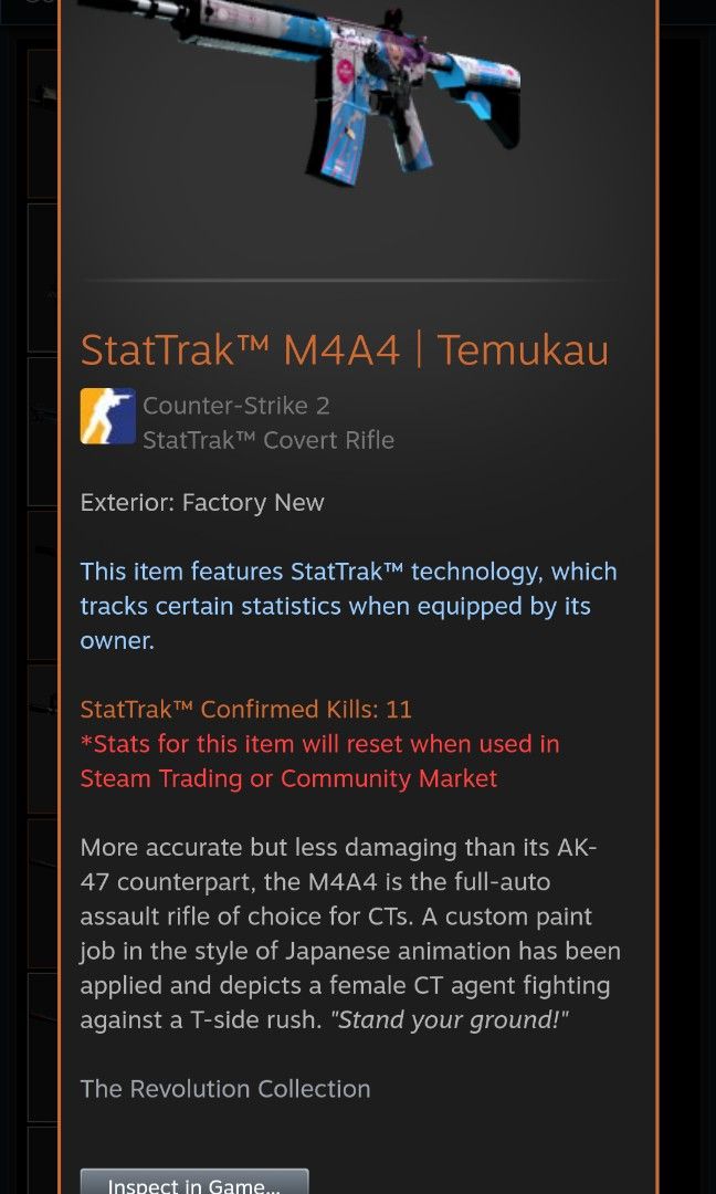 CS2 Factory New StatTrak Temukau, Video Gaming, Gaming Accessories, In ...