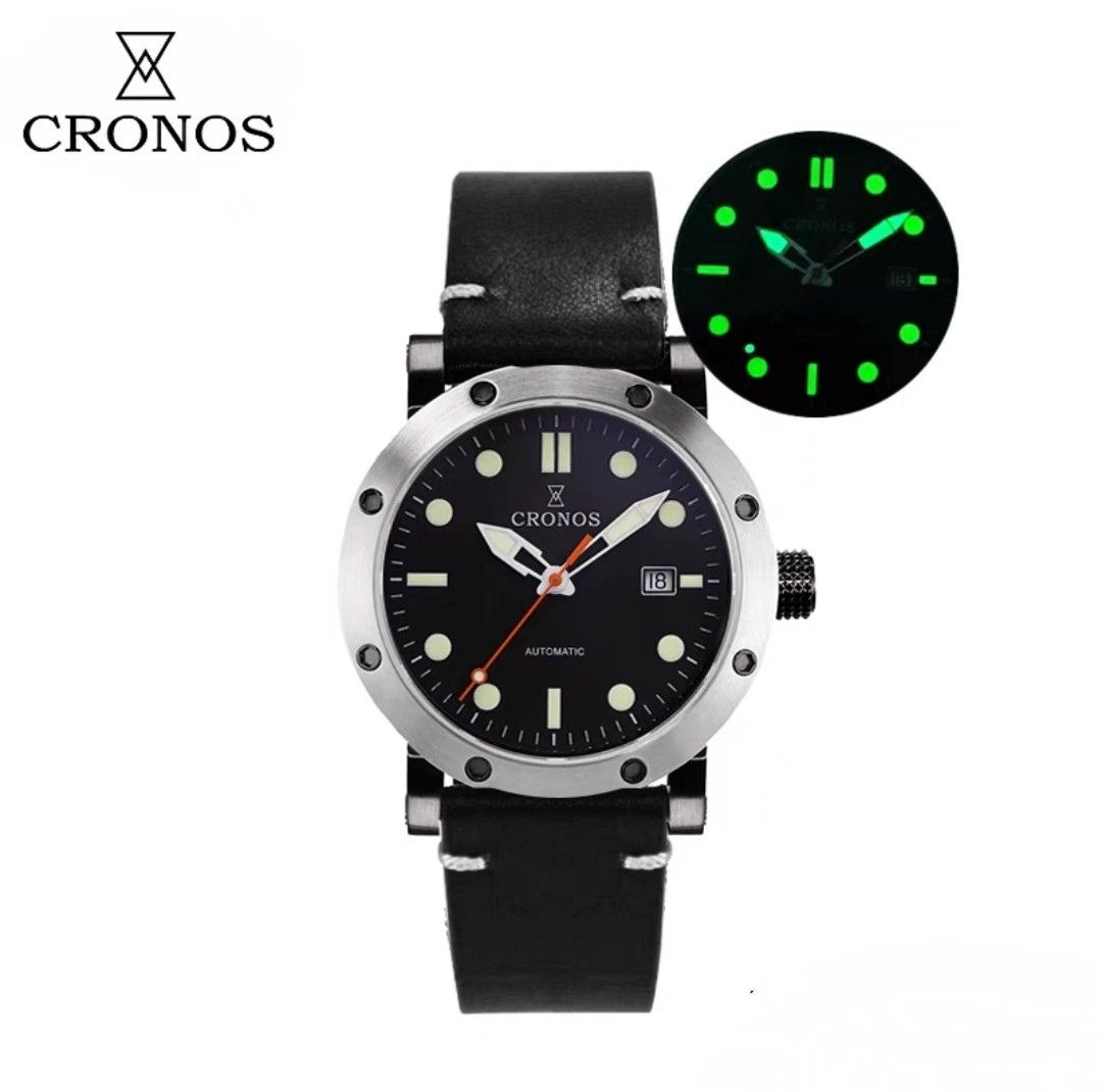 Cronos Men Women Automatic movement cal. PT5000 , 42mm black or stainless steel 316L case 10.5mm ...