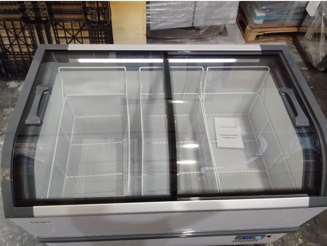 Curved Top Sliding Temered Glass Door Chest Freezer, TV & Home ...
