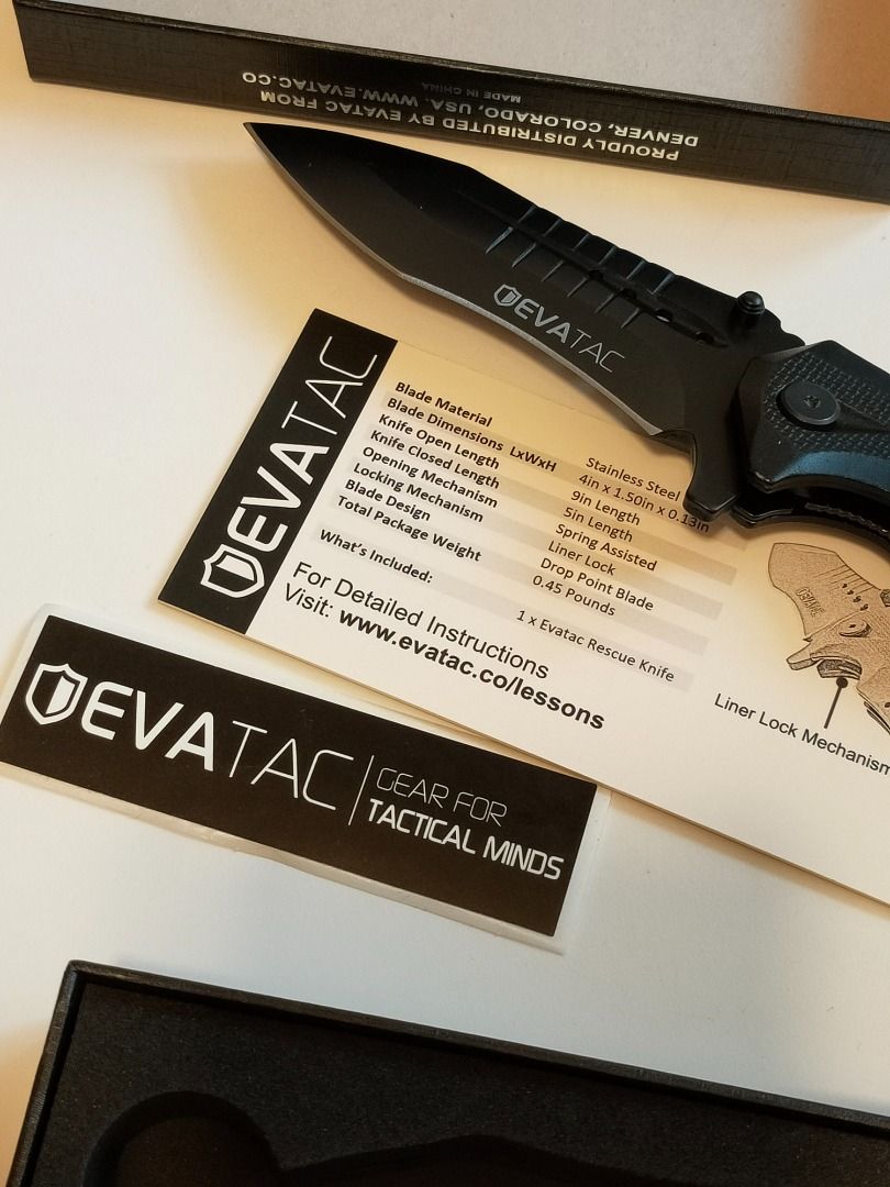 EVATAC RESCUE KNIFE , handheld folding, glass breaker, cutter, fold out ...