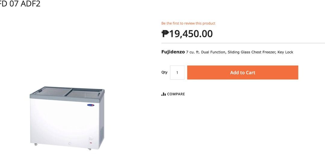 Fujidenzo Glass Top Chest Freezer 7 cu. ft, TV & Home Appliances, Kitchen Appliances ...