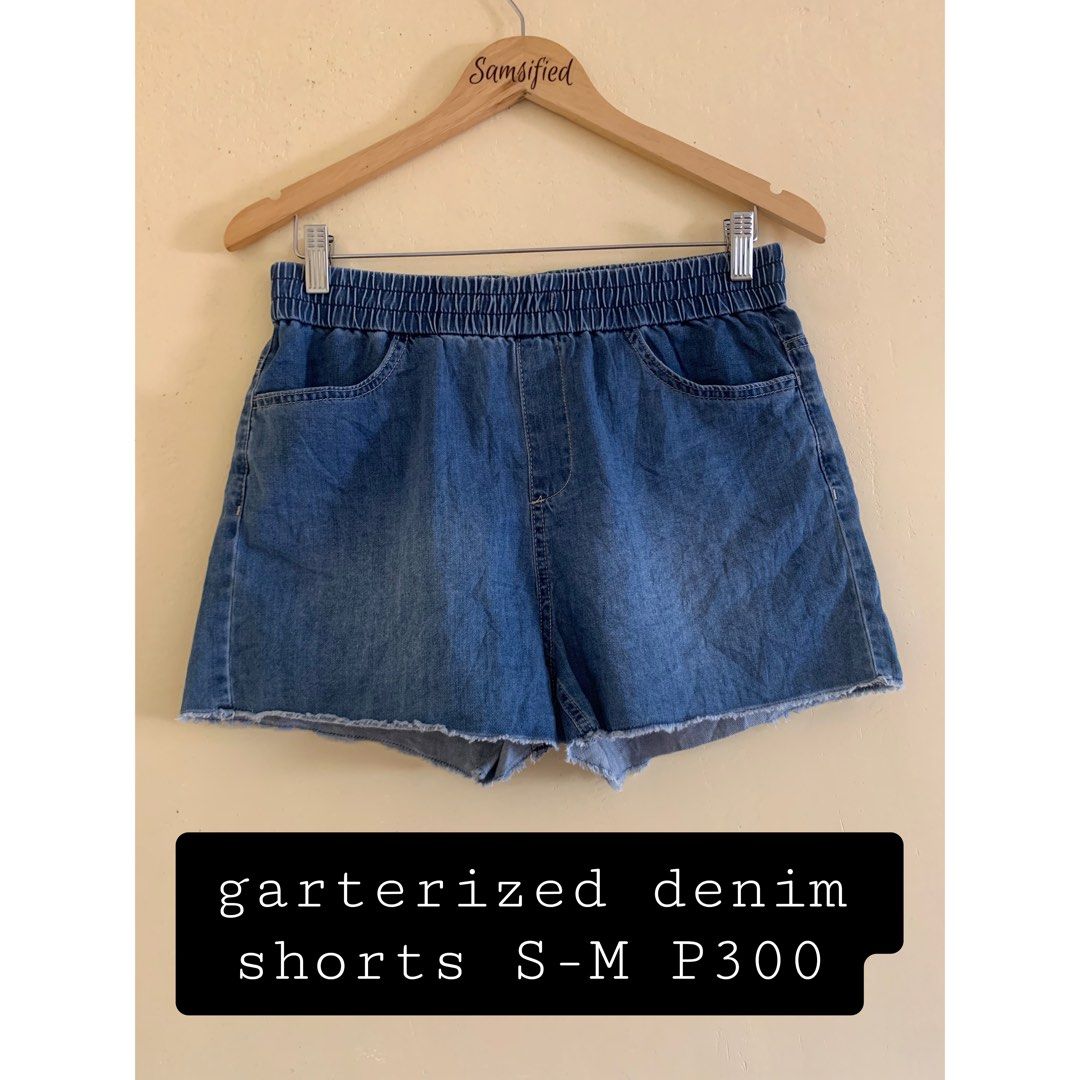 garterized denim shorts, Women's Fashion, Bottoms, Shorts on Carousell