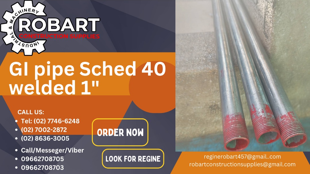 GI pipe Sched 40 welded 1", Commercial & Industrial, Construction Tools ...