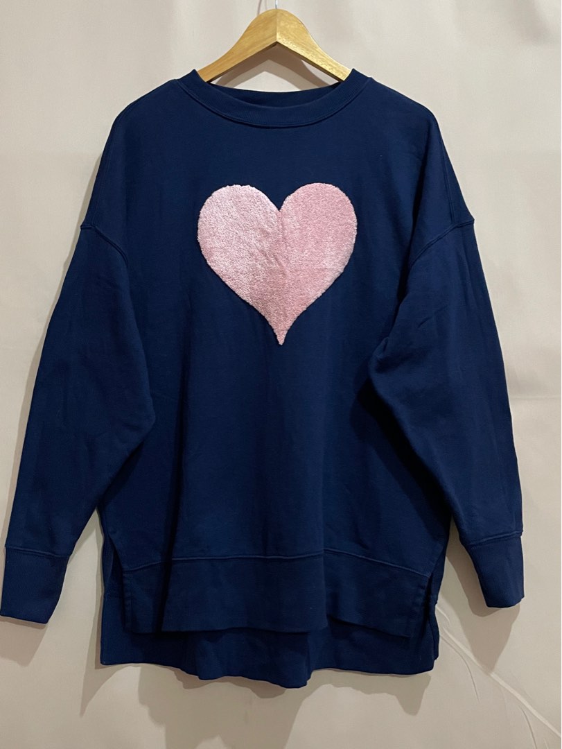 HEART BLUE PULLOVER, Women's Fashion, Coats, Jackets and Outerwear on ...