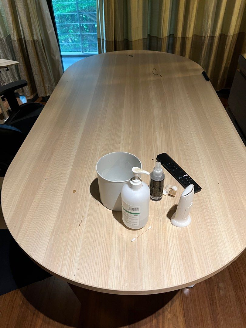 Heavy Wood office table with metal legs, Furniture & Home Living ...