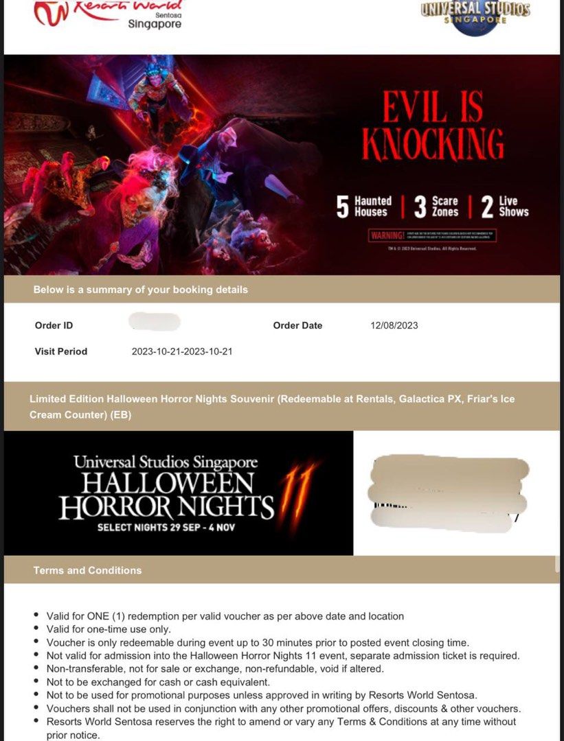 HHN 2023 (express pass + admin) 21 oct 2023 Peak period , Tickets ...