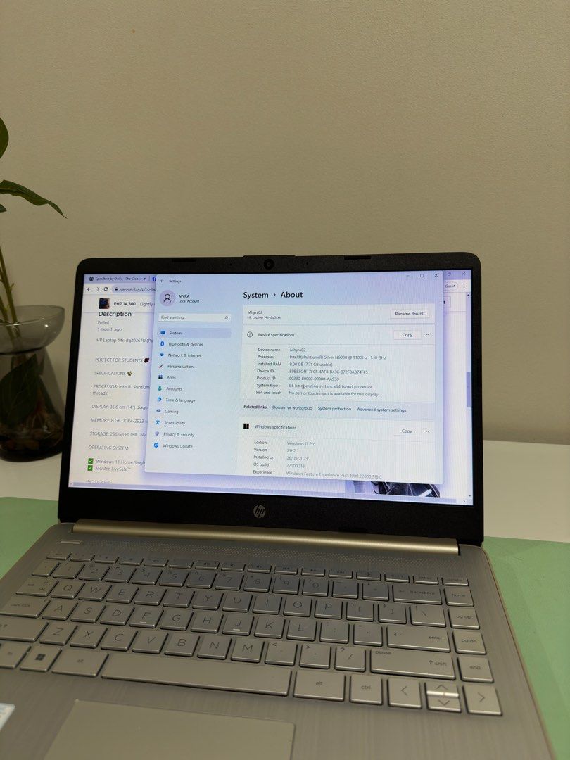 HP Laptop 14s DQ3036TU Pale Gold, Computers & Tech, Laptops & Notebooks ...