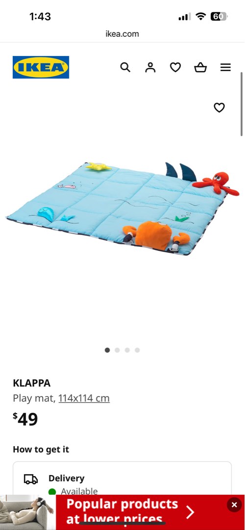 Ikea Klappa Playmat, Babies & Kids, Infant Playtime on Carousell