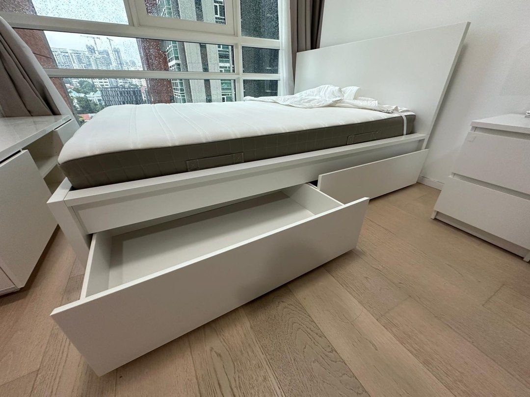 IKEA Malm Queen bed set, Furniture & Home Living, Furniture, Bed Frames ...