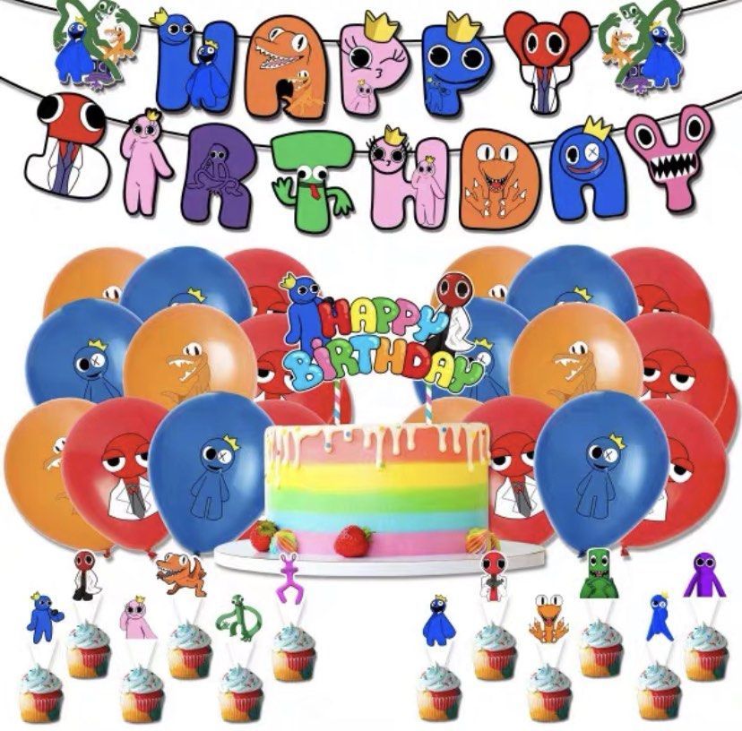 (In stock)Rainbow Friends Theme Birthday Deco Set, Hobbies & Toys ...