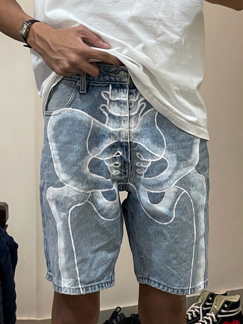 Jorts Skeleton Paint, Men's Fashion, Bottoms, Shorts on Carousell