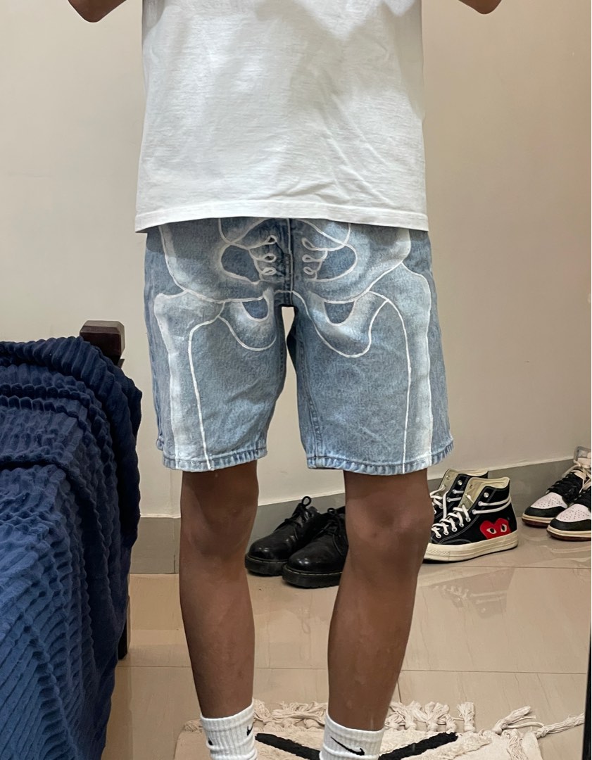 Jorts Skeleton Paint, Men's Fashion, Bottoms, Shorts on Carousell
