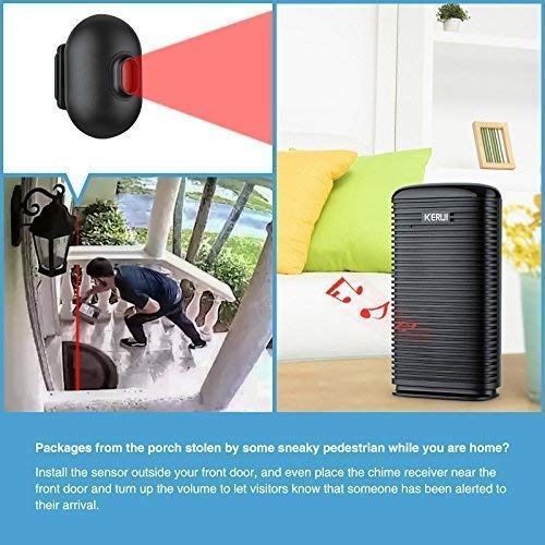 KERUI DW9 Driveway Alarm Wireless Weatherproof Outdoor PIR Motion Detector Indoor Chime Receiver ...