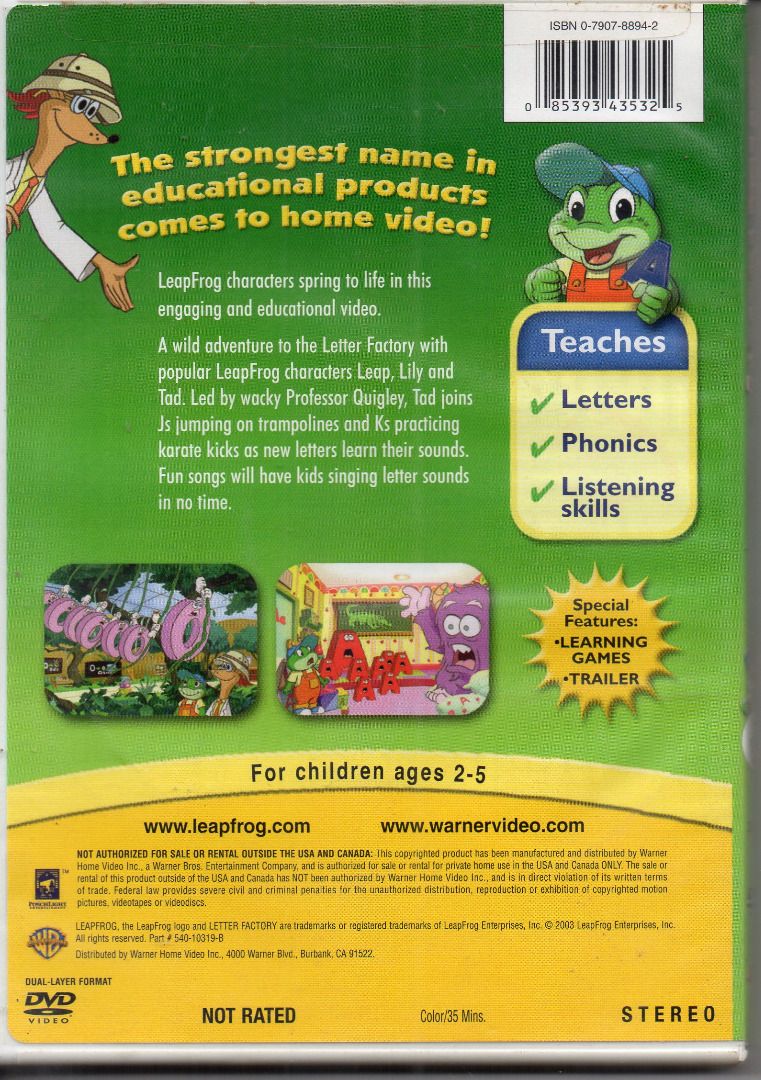 Leap Frog (Letter Factory) ***original dvd***, Hobbies & Toys, Music ...