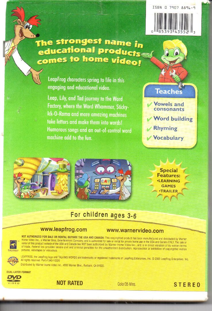 Leap Frog (Talking Words Factory) ***original dvd***, Hobbies & Toys ...