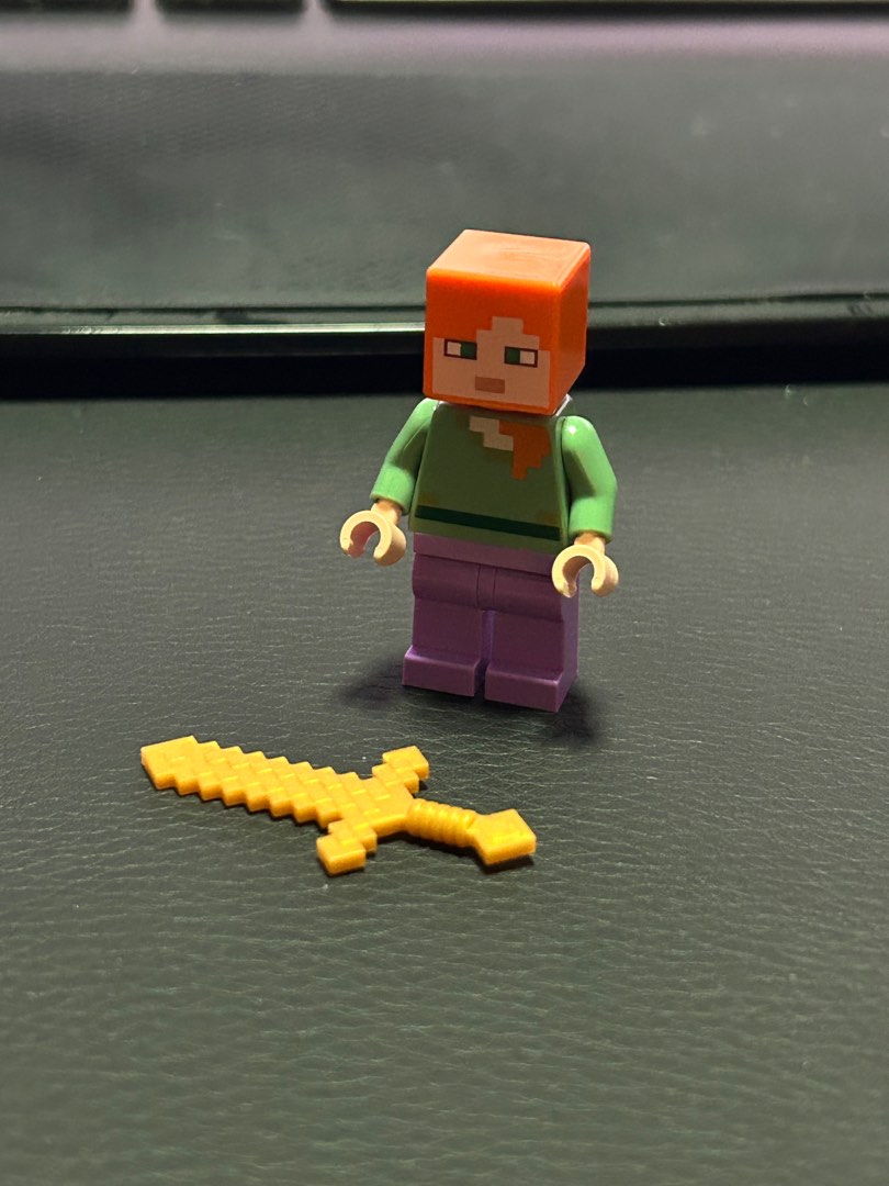 Lego Minecraft Alex Minifigure with Pixelated weapon sword, Hobbies ...