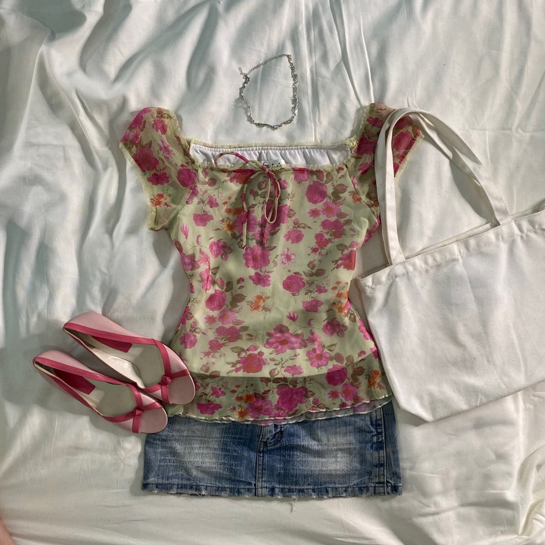 Lele mesh double lined coquette top, Women's Fashion, Tops, Blouses on ...